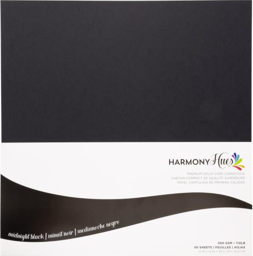 Harmony Hues 12x12 Midnight Black 110lb. Cardstock {C218}