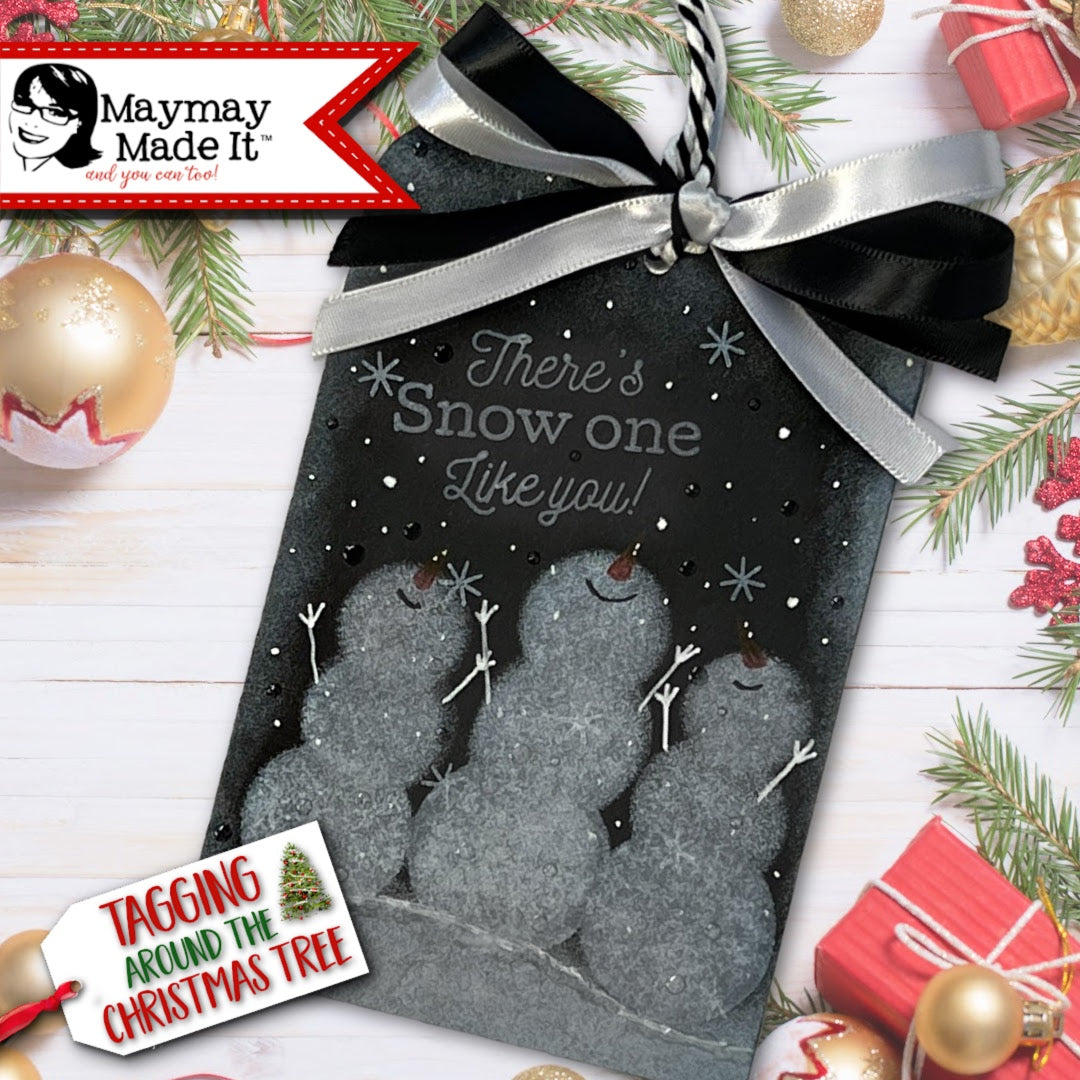 Dabbing ink makes a snowy night! Pigment ink does the work!