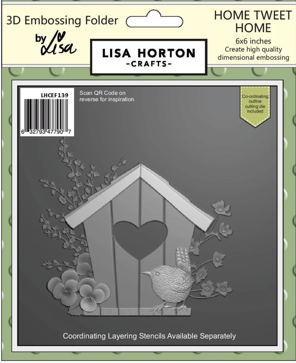 Lisa Horton Crafts 6x6 Home Tweet Home 3D Embossing Folder & Die {C513