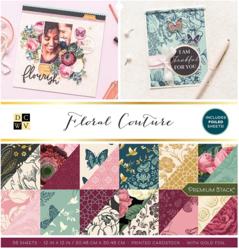 DCWV 12x12 Floral Couture Cardstock Stack