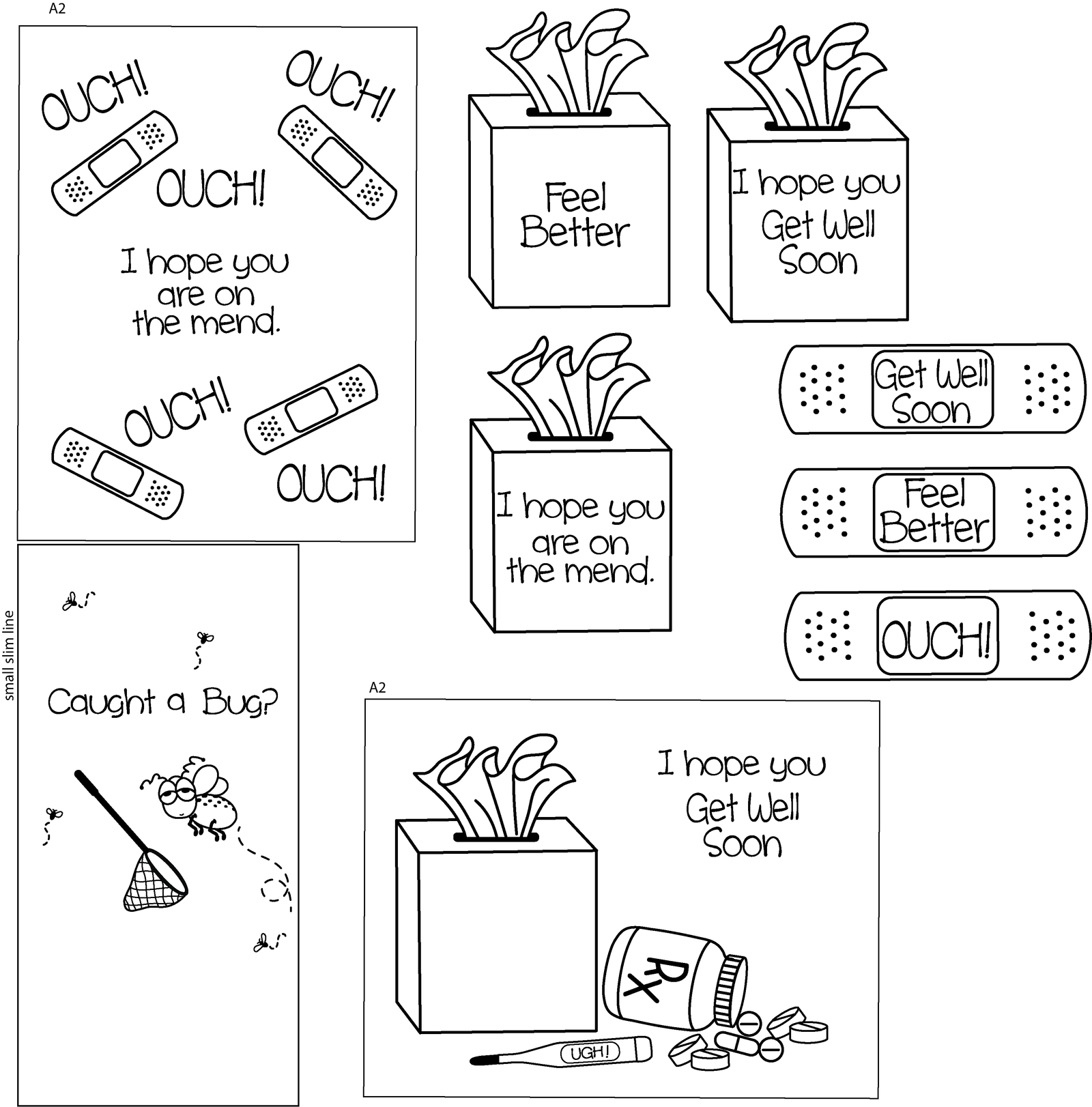 Maymay's Sick Day 4x6 Stamp Set {A32}