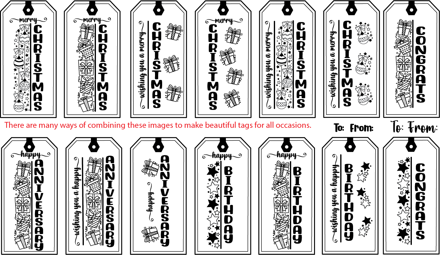 Maymay's Tall Tag Builder 6x8 Stamp Set {A270}